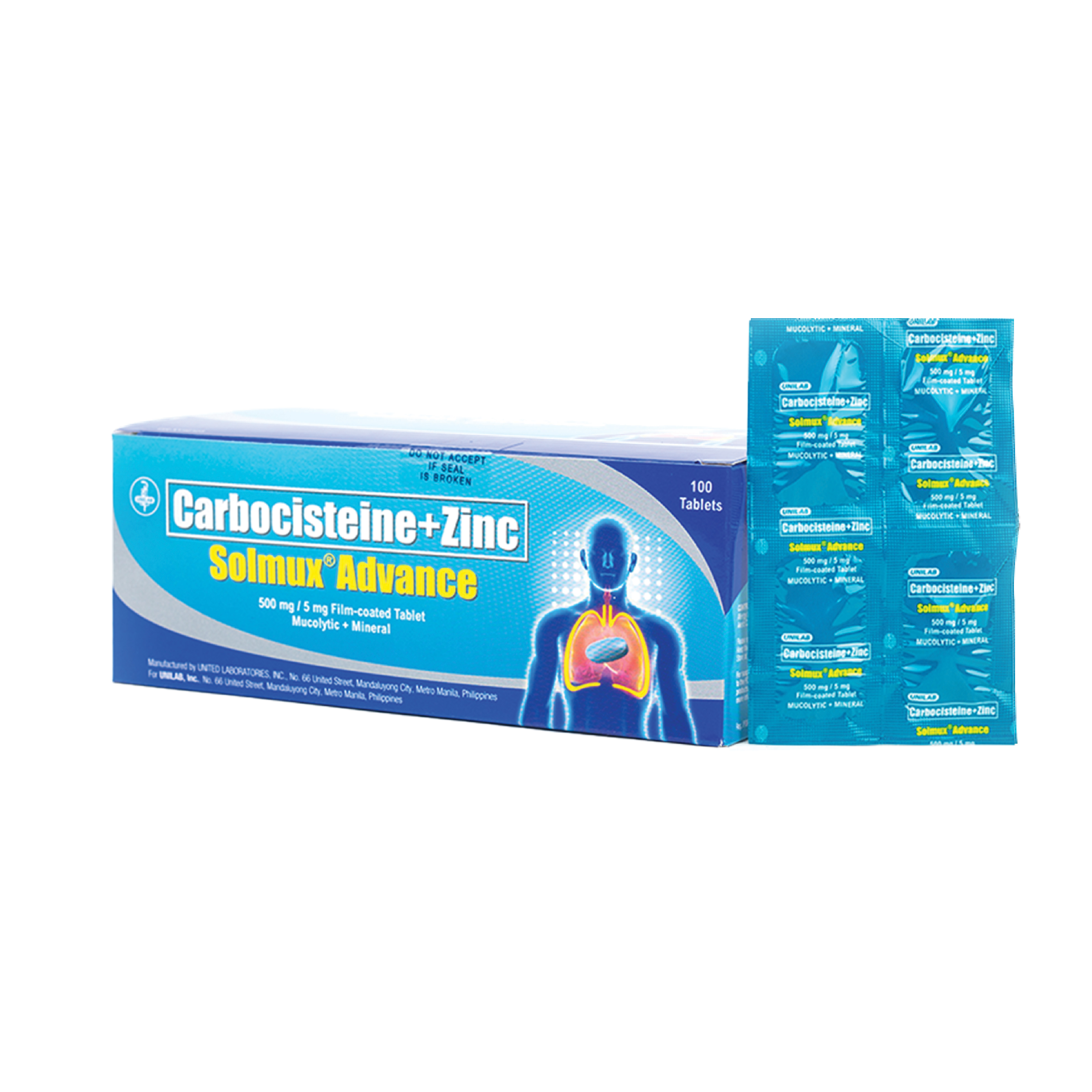 SOLMUX Advance 500mg x 12 tablets (For Coughs Colds Flu) health ...