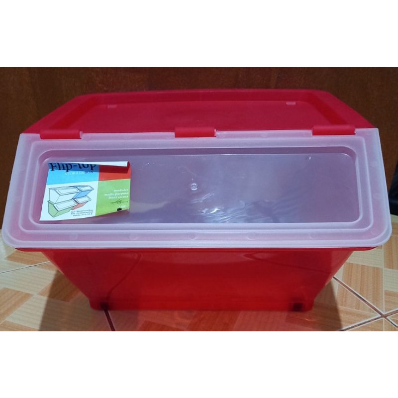 durable Flip top storage box with bottom wheels 48liters 56liters ...