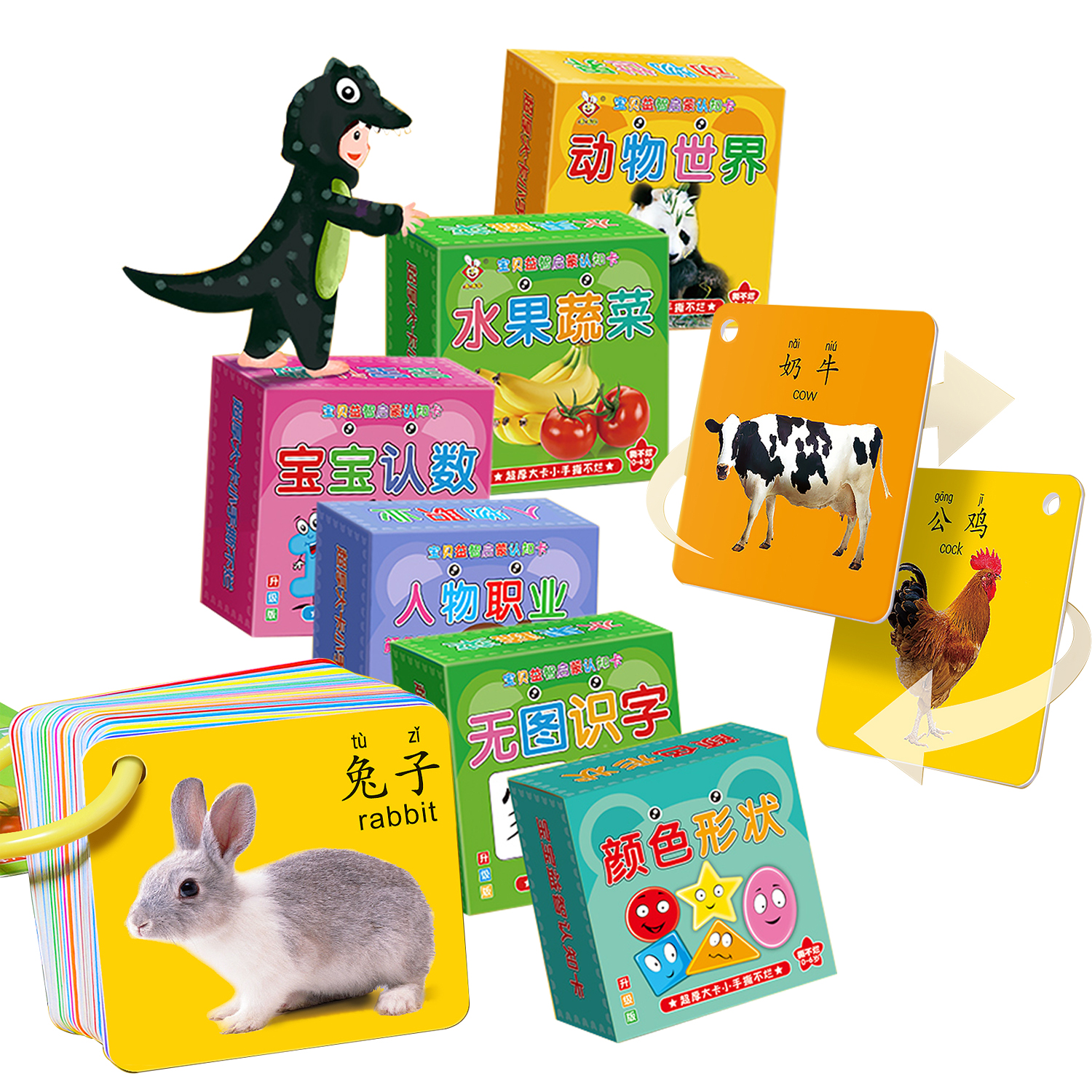 English-Chinese Bilingual Flash Card for Baby Kids Early Learning Book ...