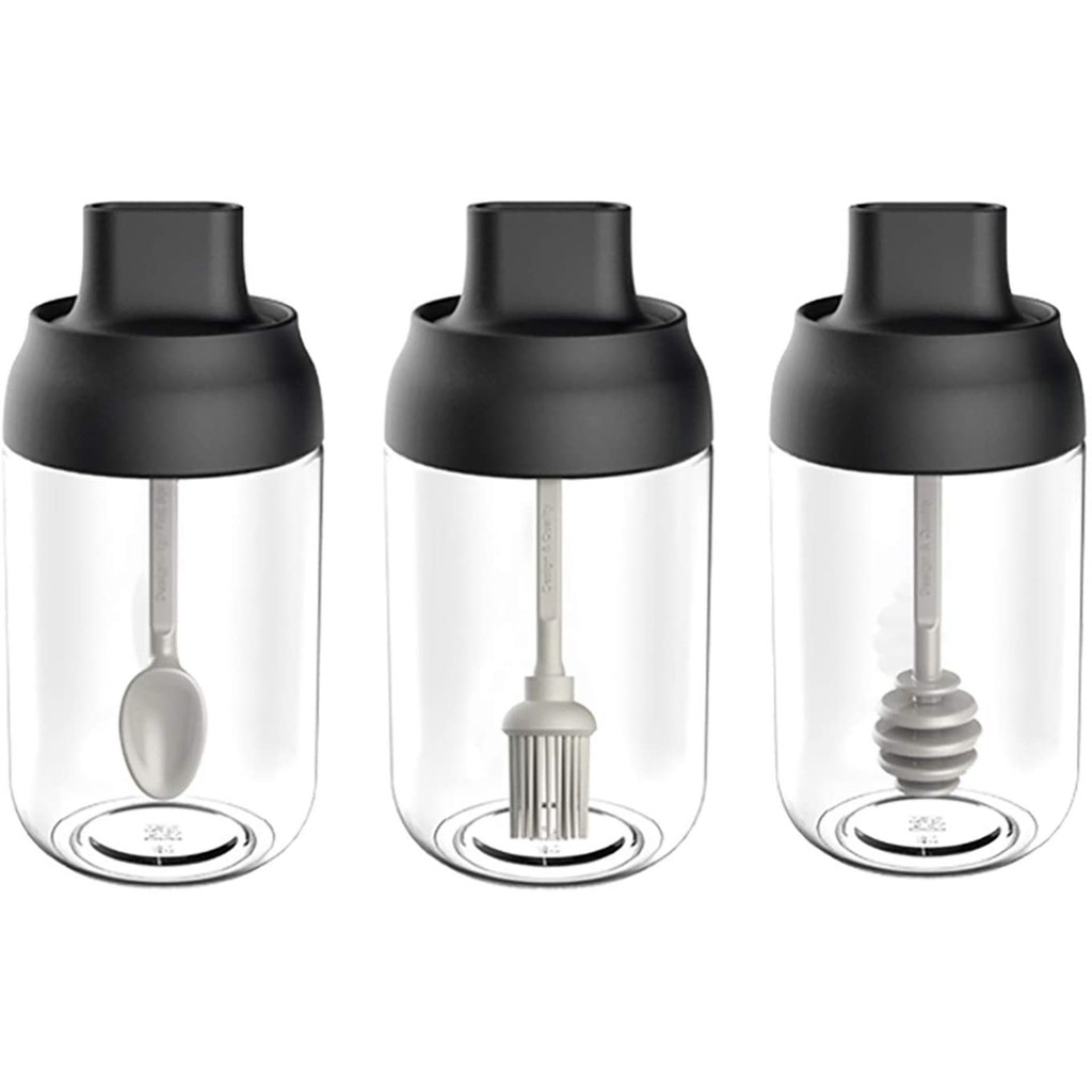 Home Zania Glass Jar Spice Airtight Containers Condiment Salt Seasoning ...
