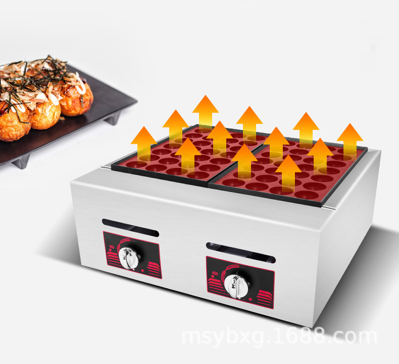 56 Holes Takoyaki Machine Gas Type Double Pan Fish Ball Stove Nonstick ...
