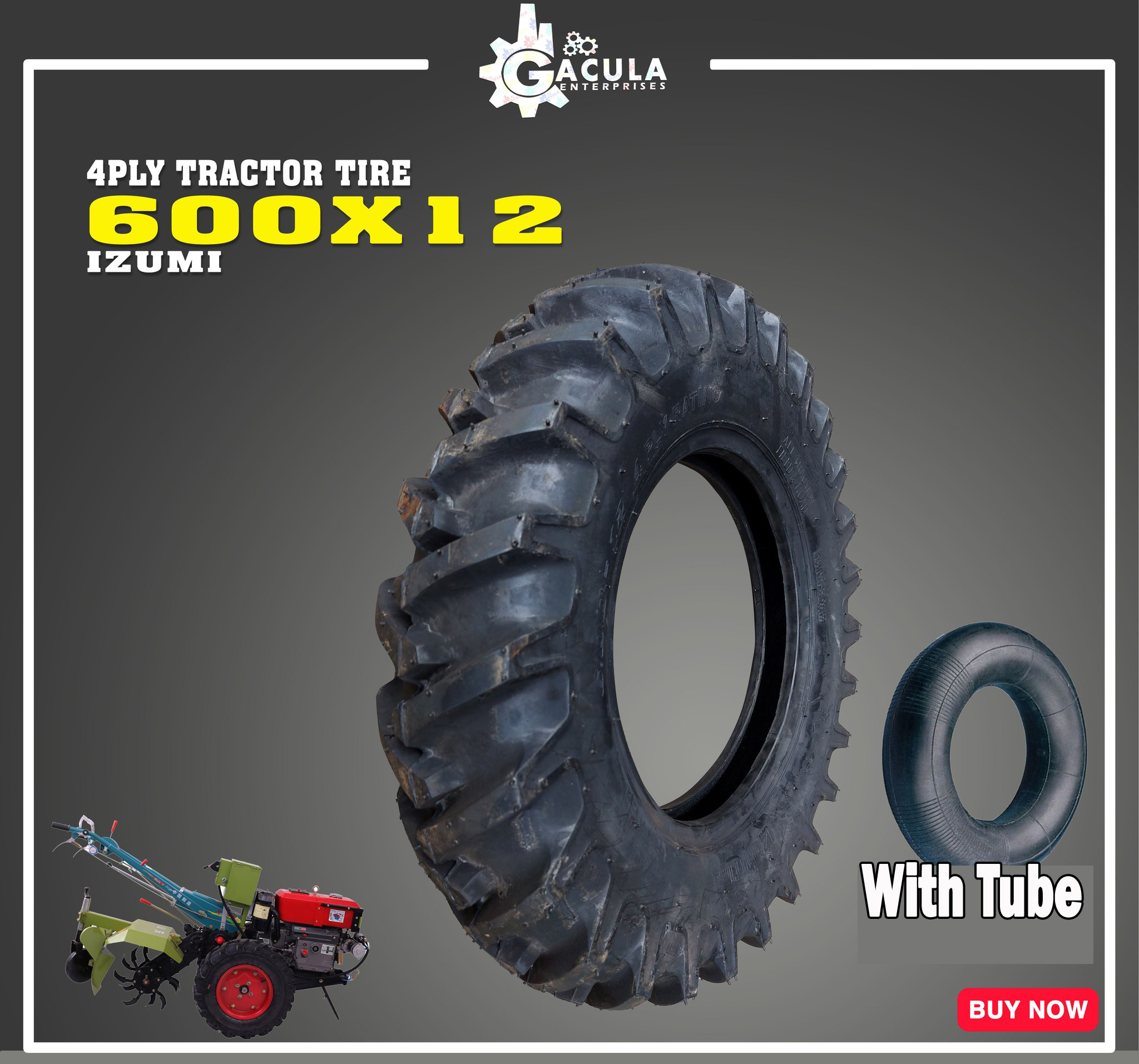 Tire And Tube 600x12 6.00/12 , 400x12 4.00/12 Hand Tractor, Kuliglig ...