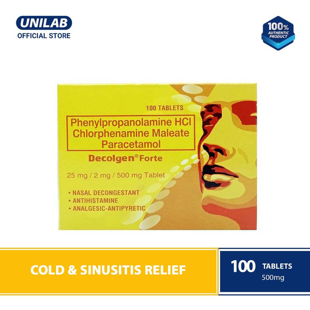 Unilab Decolgen Forte 100 Tablets - Powerful Relief from Cold ...