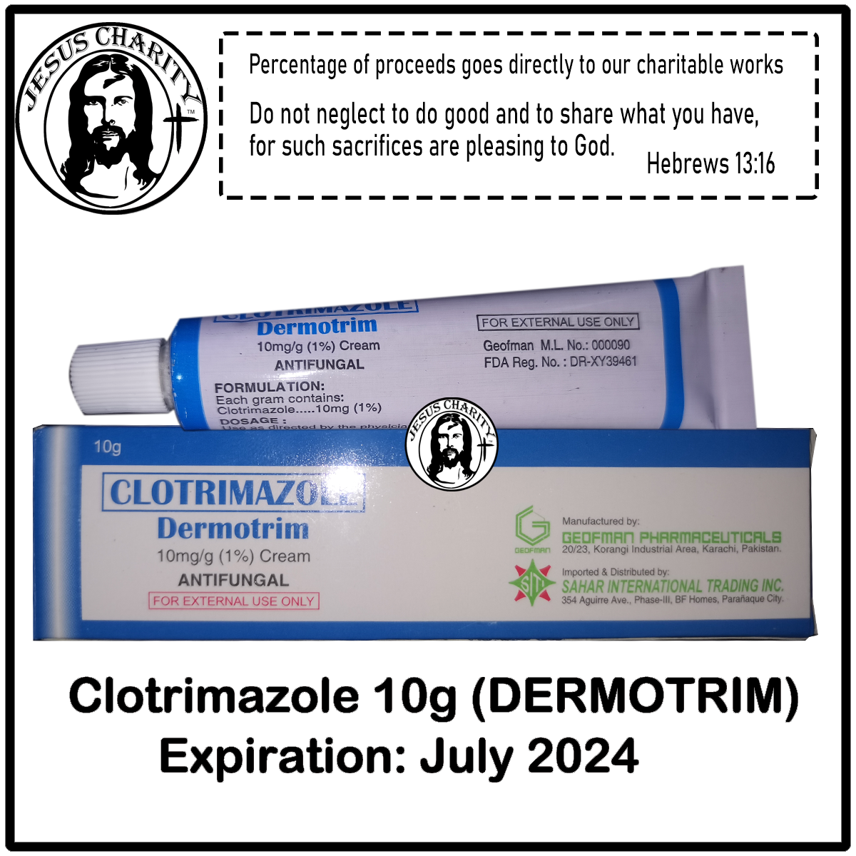 vaginal cream and baby cream DERMOTRIM 10g - for itch, rashes, fungal ...