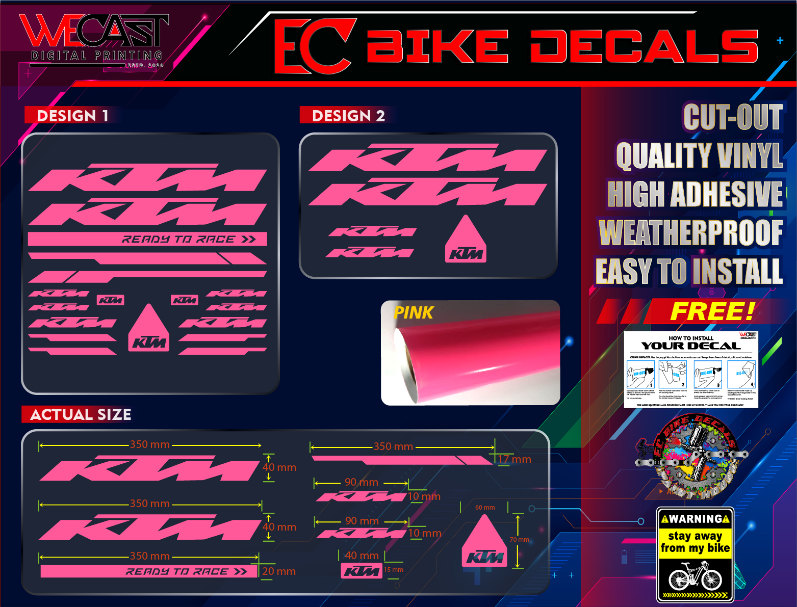 KTM BIKE FRAME DECALS | Lazada PH