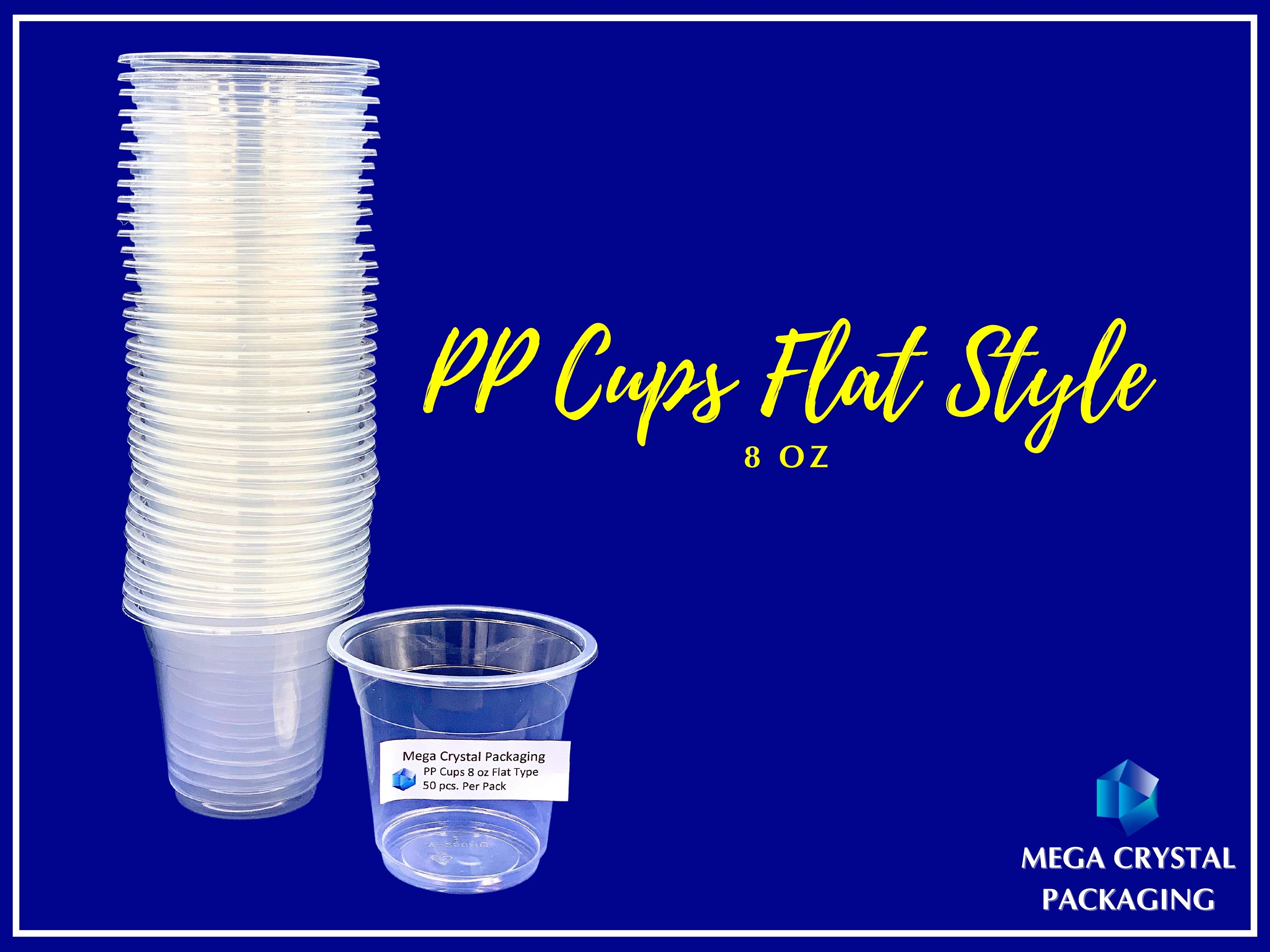 [ 50 Pcs ] PP Flat Plastic Cup Milk Tea Y Cup 8 oz / 12 oz / 16 oz / 22 ...