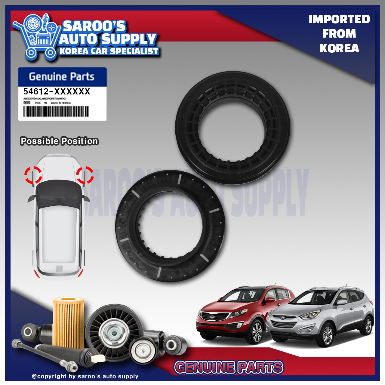 [Genuine] Shock Mounting Bearing / Strut Bearing Set For Tucson ...