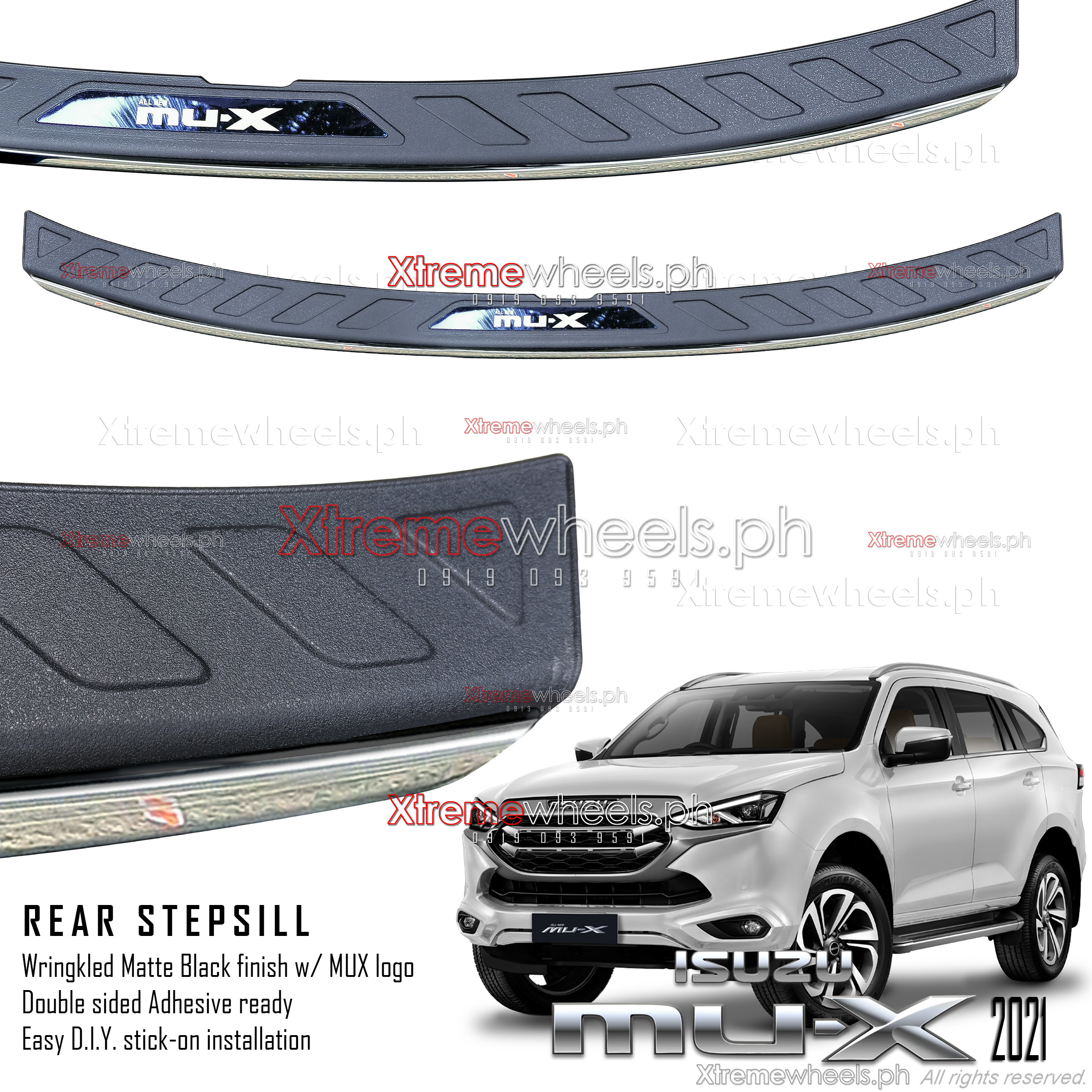 Isuzu Mux 2022-2024 Rear Bumper Stepsill / Step Sill Matte Black with ...