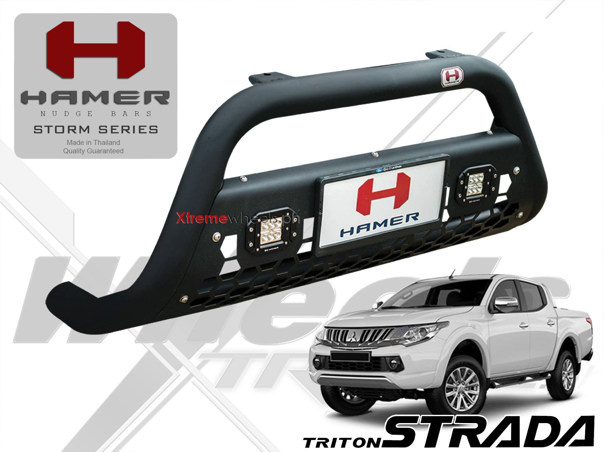 STRADA 2015-2023 HAMER FRONT NUDGE BAR / BULL BAR / HARD STEEL ( STORM ...