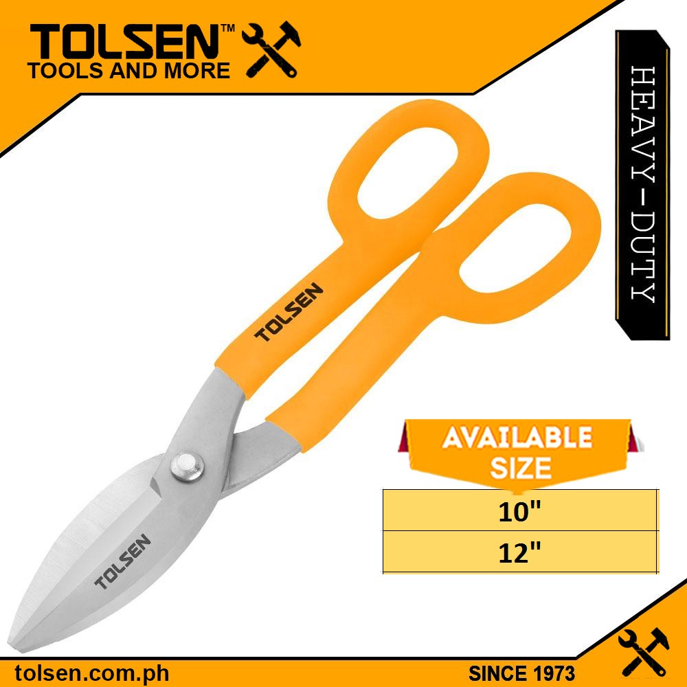 Tolsen Tin Snip Scissor w/ Rubber Grip (10" | 12") For Cutting Steel ...