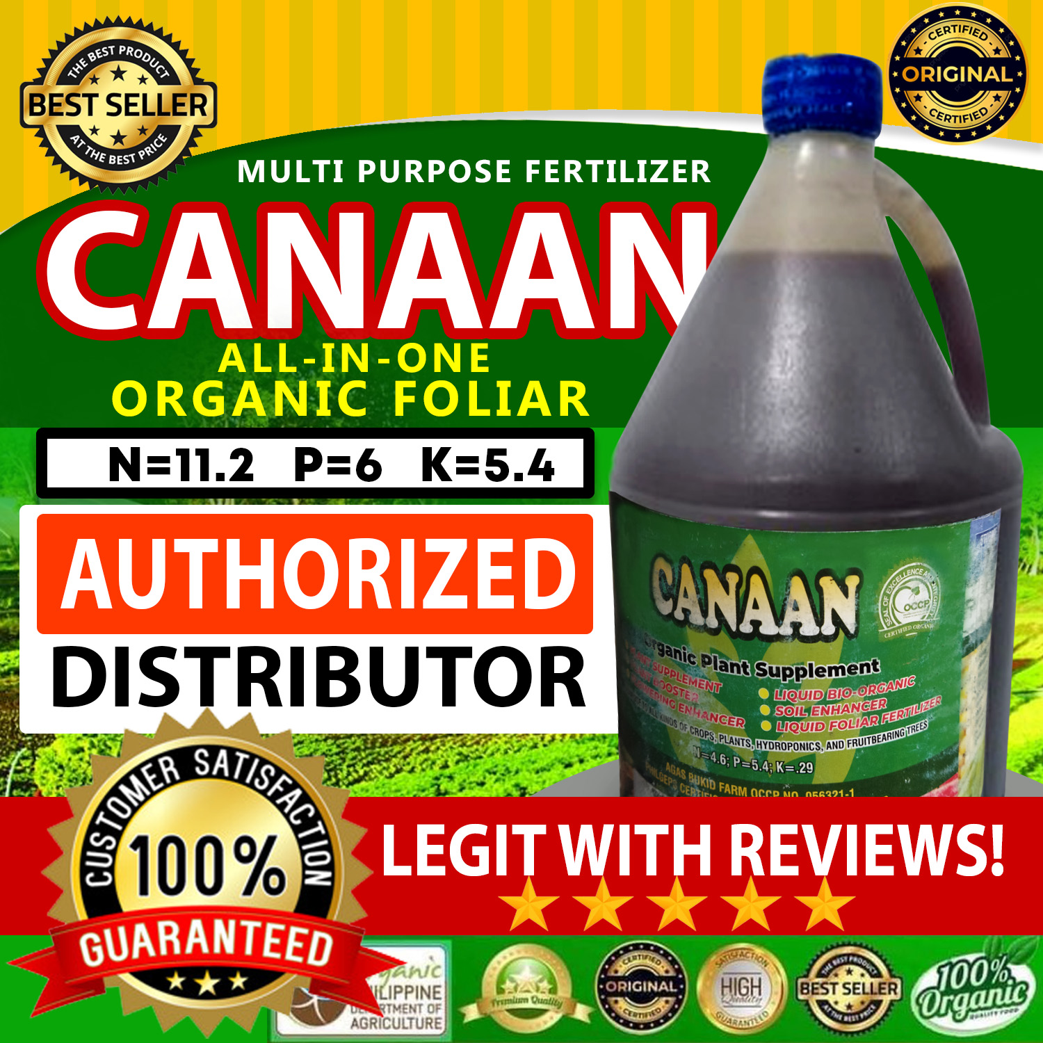 CANAAN NANO ORGANIC LIQUID FOLIAR FERTILIZER - 1 GALLON (GOOD FOR 1 ...