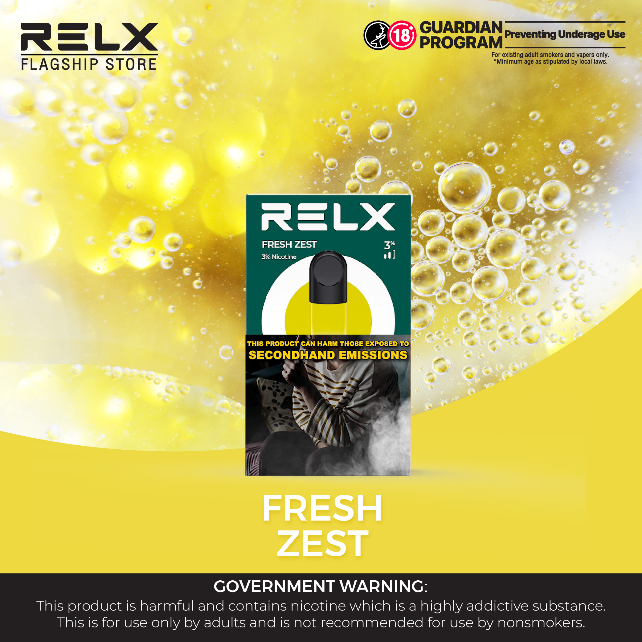 RELX Pod Pro 2 - Pod Pack Fresh Zest 30mg/g GHW (Vape Juice) Single Pod ...