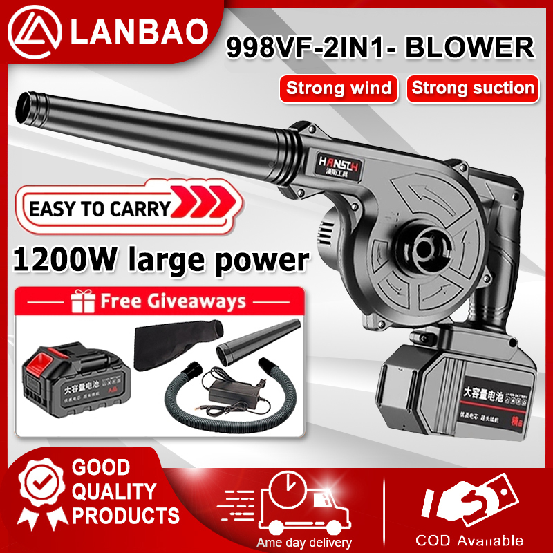 Portable Cordless Blower Vacuum Cleaner 1200W 2 In 1 Electric Heavy ...