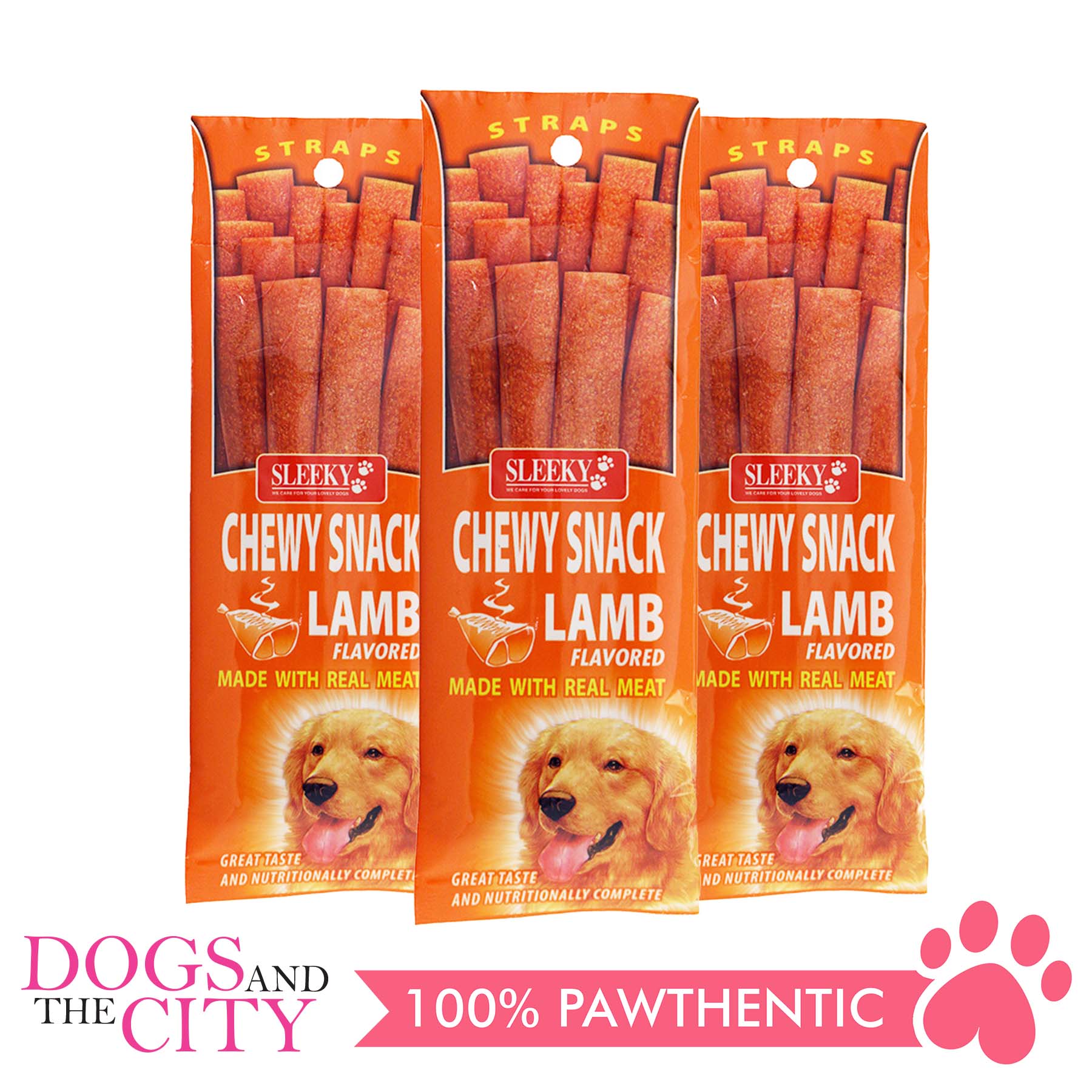 Sleeky Chewy Snack Straps Lamb Flavor 50g (3 packs) | Lazada PH