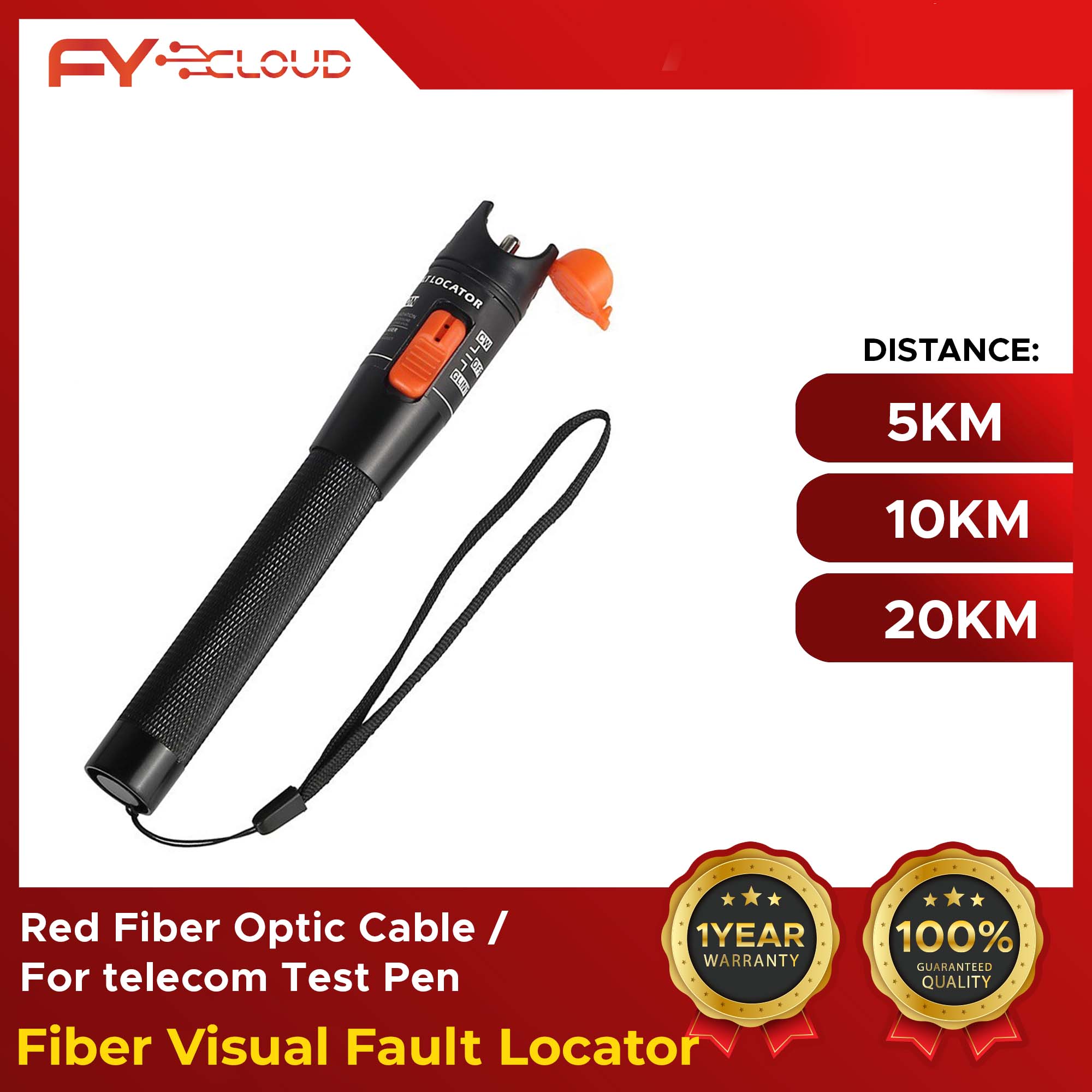 Fiber Visual Fault Locator / Red Fiber Optic Cable / For telecom Test ...
