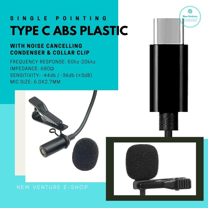 New Venture Type C USB Lapel Microphone Android Compatible with Collar ...