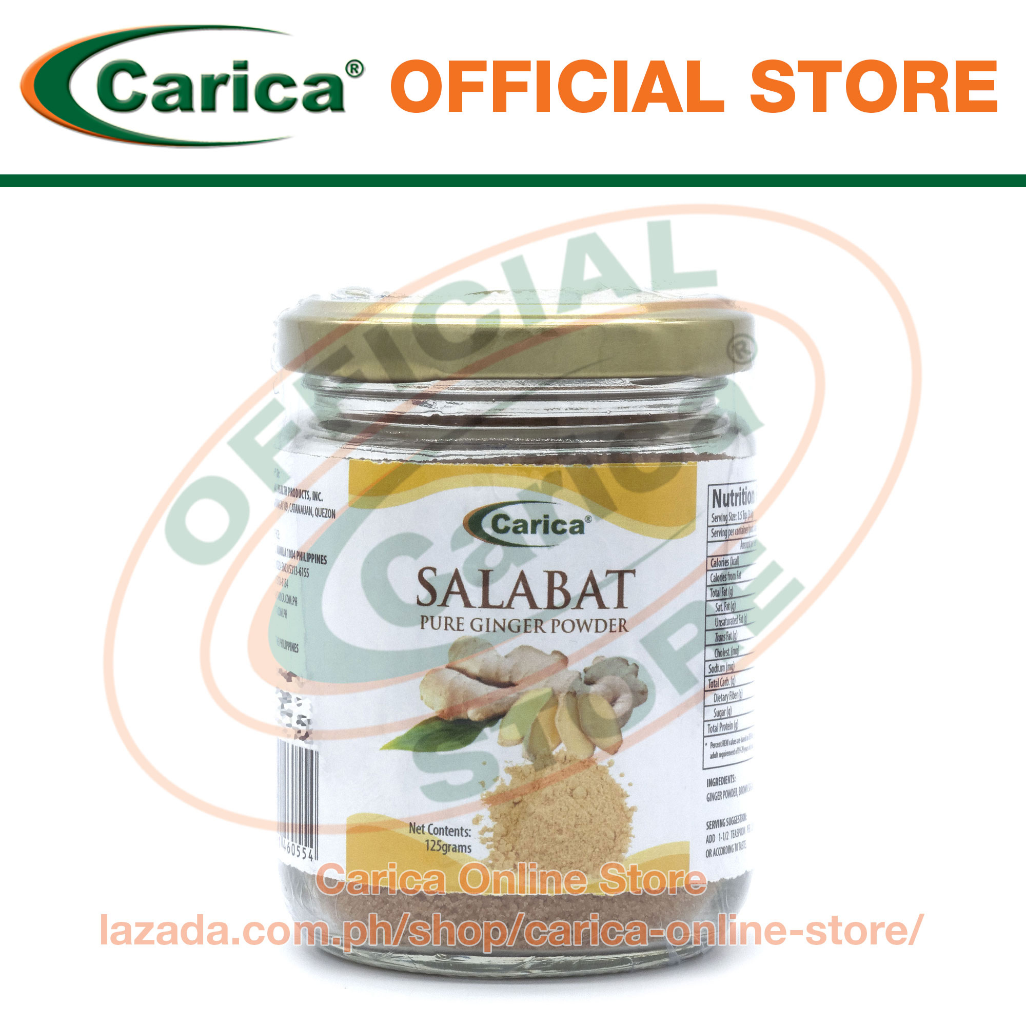 Carica Salabat Powder (Ginger and Brown Sugar) - Bottle of 125g | Lazada PH