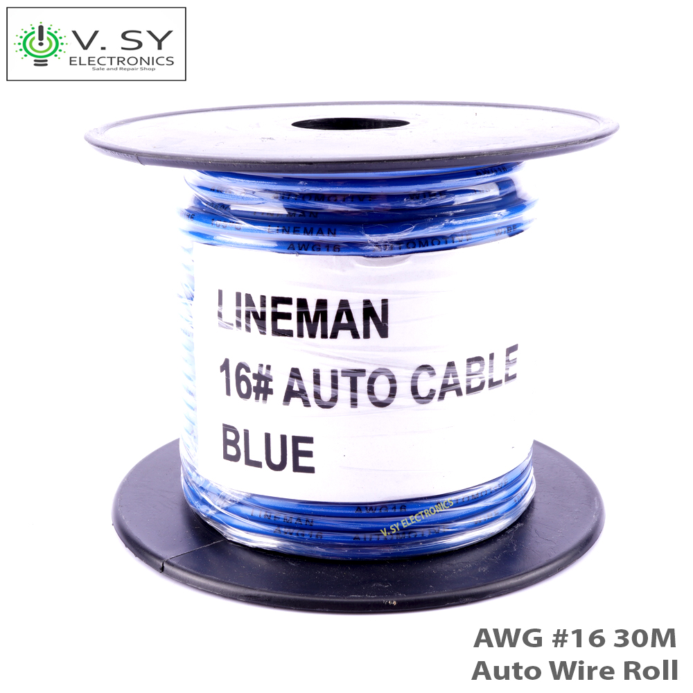 Lineman Premium AWG #16 Blue Stranded Auto Electrical Wire Cable Cord ...