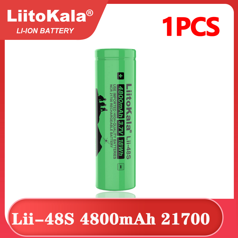 LiitoKala Rechargeable Battery 21700 4800mAh 3.7V 9.6A Discharge Li-Ion ...