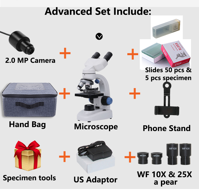 Binocular Microscope 40X-2000X LED Digital Biological Microscope for ...