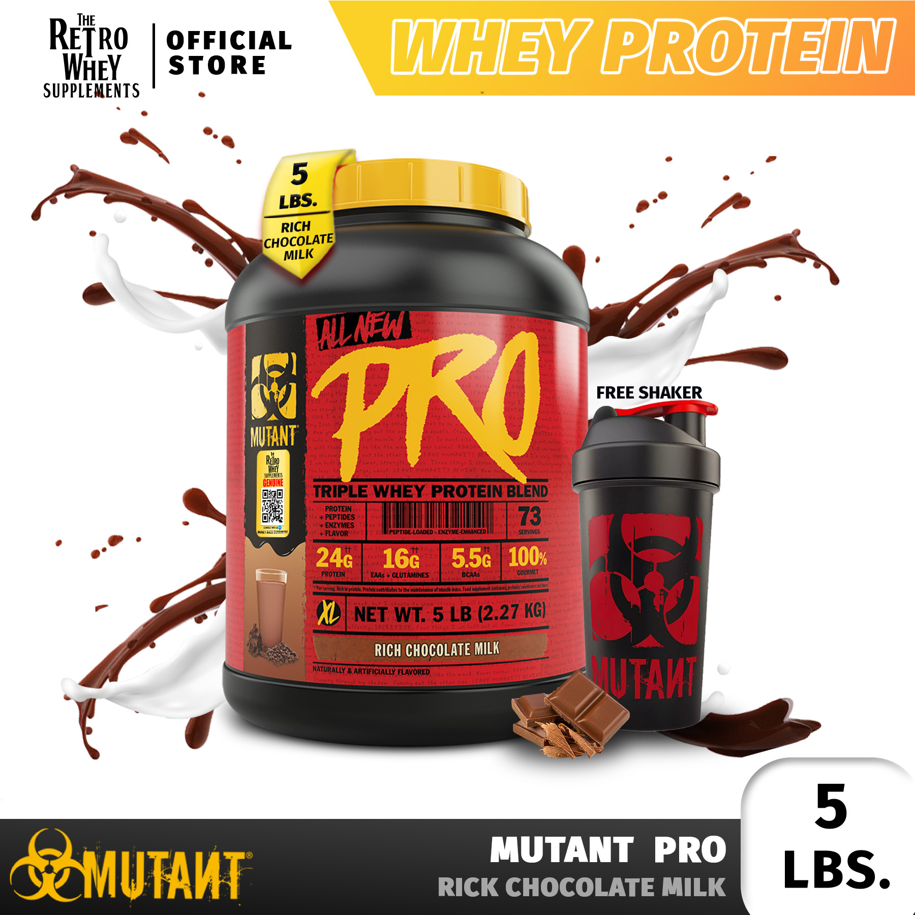 Mutant PRO 5lbs. & Mutant Shaker - The Retro Whey Supplements - Whey ...