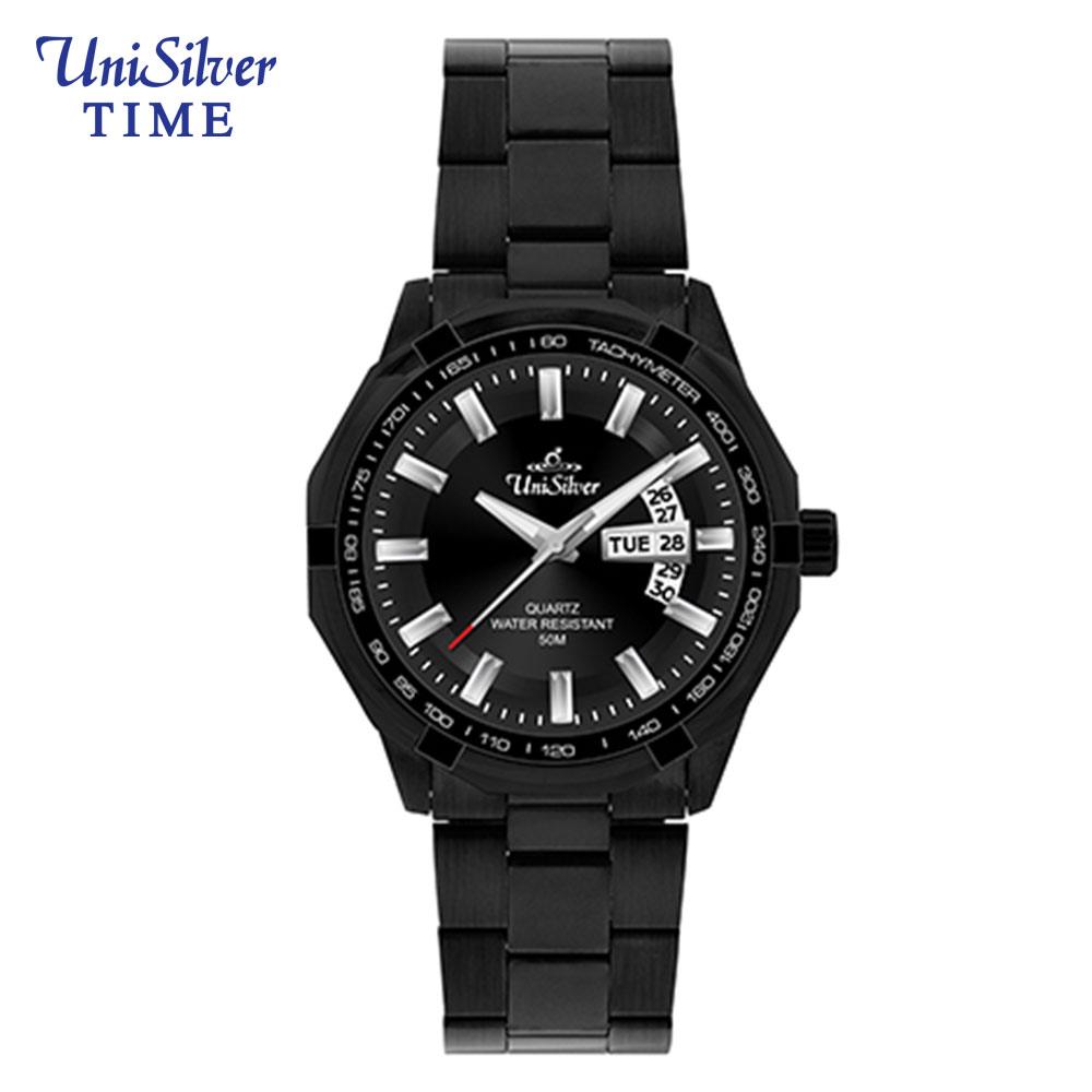 UniSilver TIME Men's Black Stainless Steel Analog Rubber Watch KW1391 ...