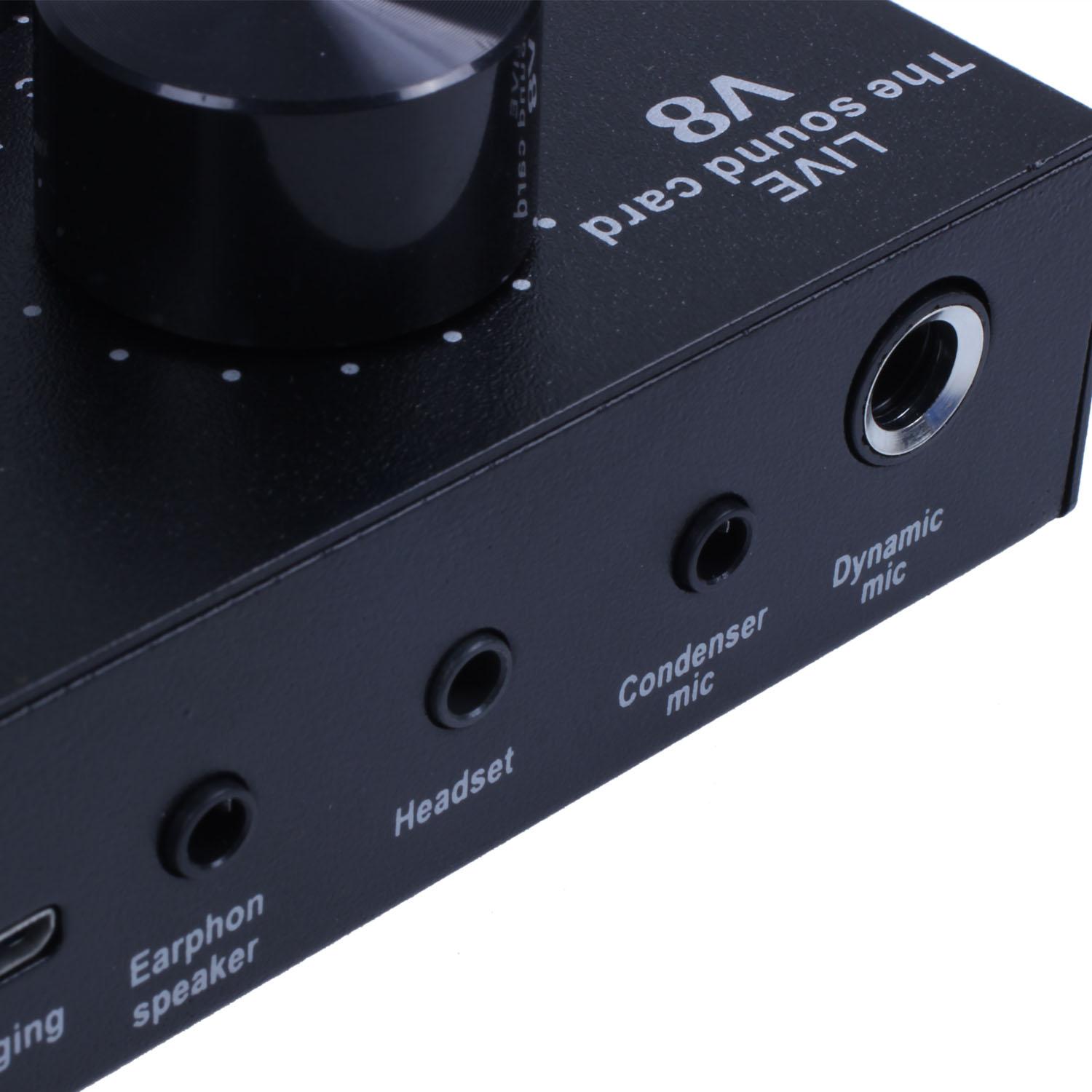 V8 Sound Card Audio Interface External Usb Live Broadcast Microphone ...