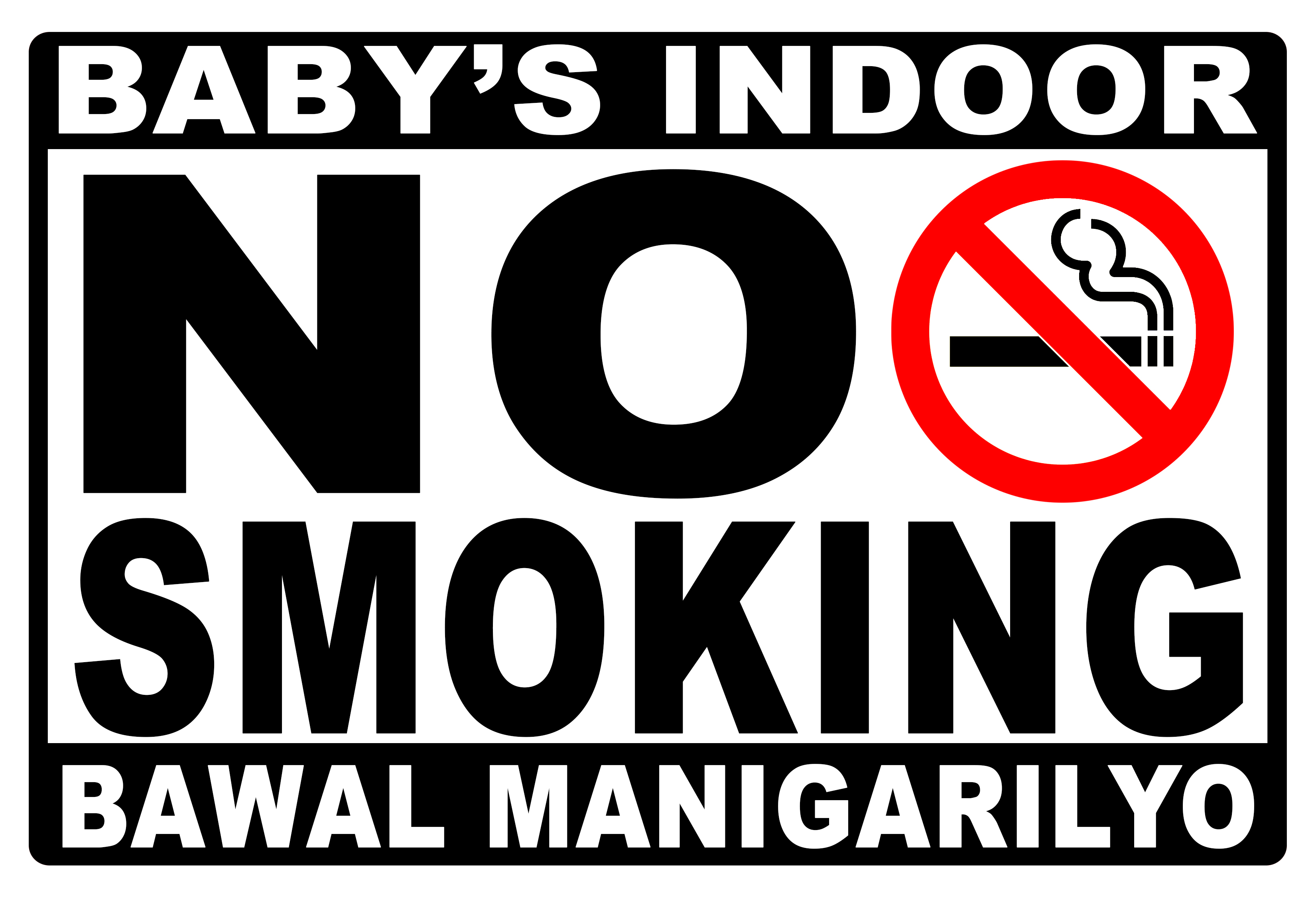 NO SMOKING SIGNAGE BOND SIZE PVC TYPE OR PLASTIC LAMINATED 250GSM ...