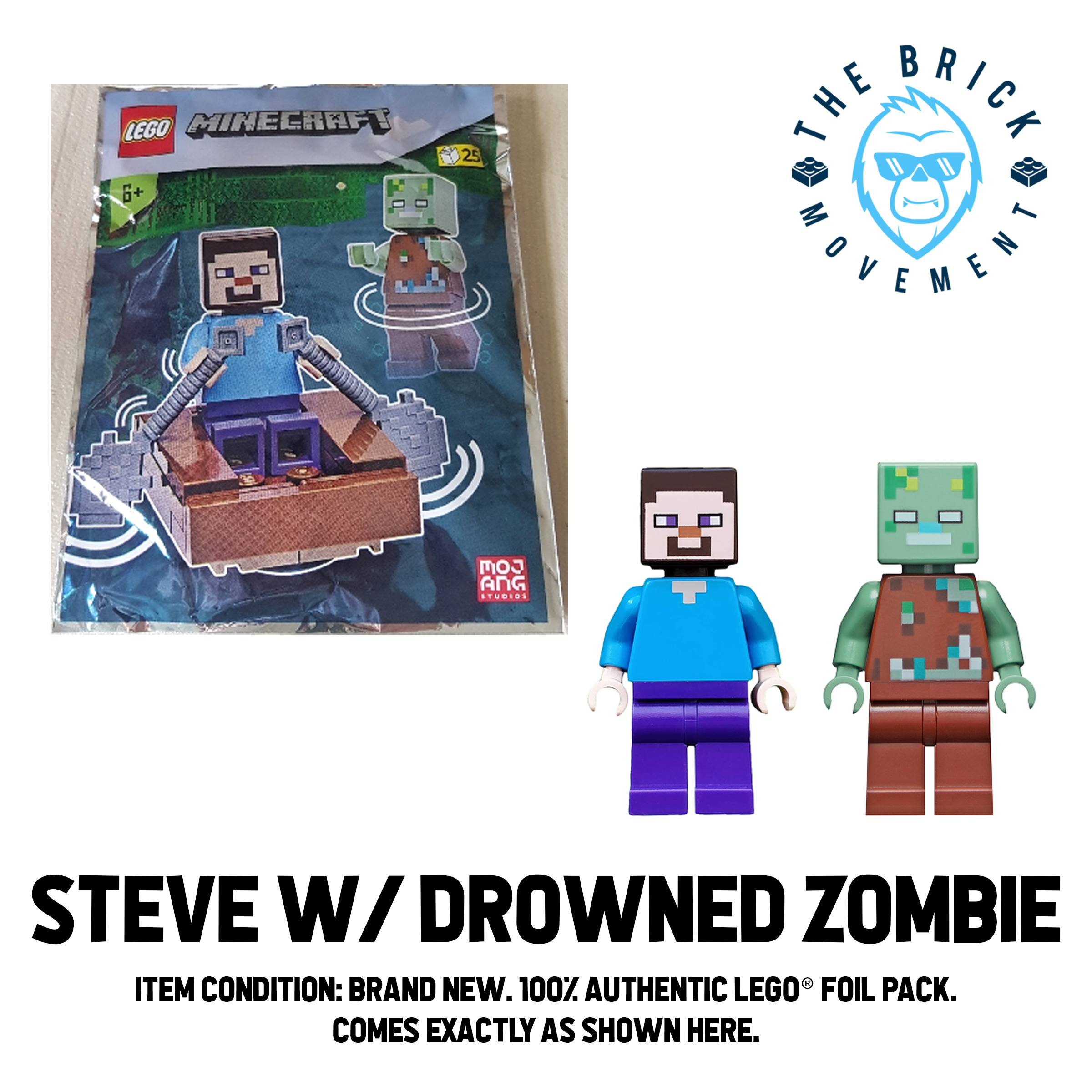 LEGO® MINECRAFT Steve w/ Drowned Zombie Foil Pack | Lazada PH