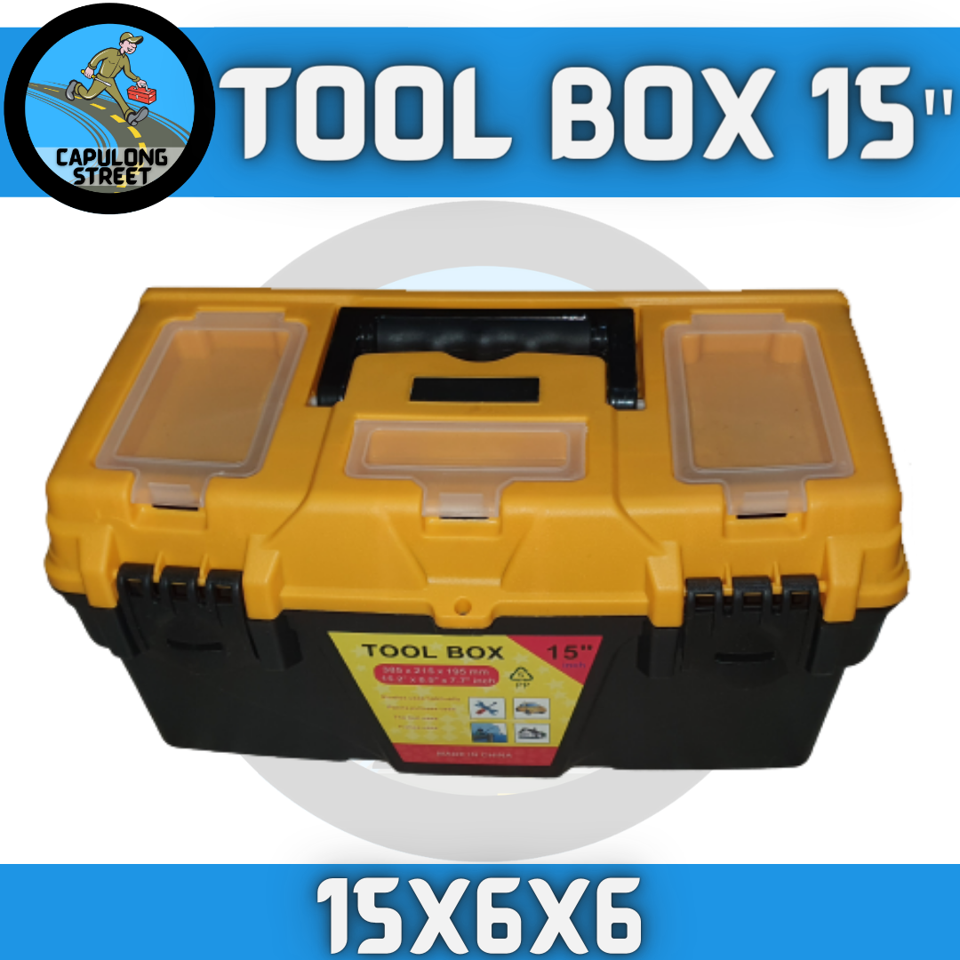 Manong Shop Yellow Tool Box 15" 15X6X6 Made With Supple Plastic Tools Organizer Tools Storage ...