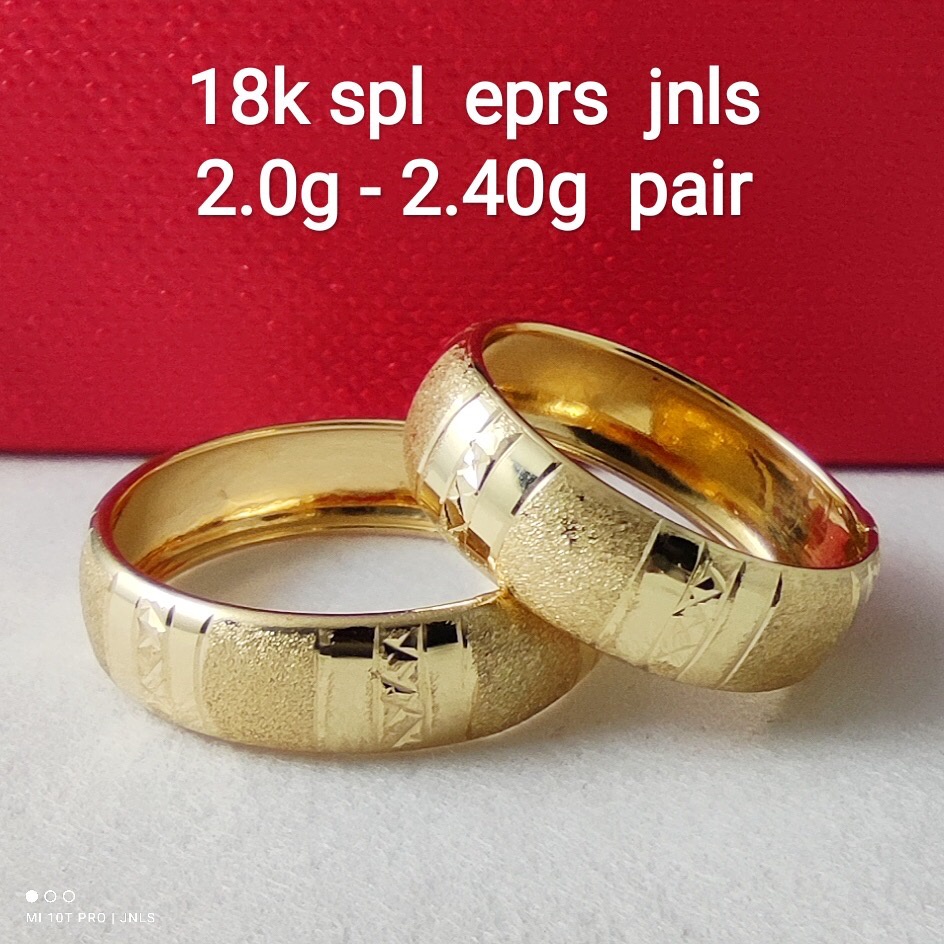 (FREE ENGRAVE) 18K Saudi Authentic Pawnable Gold Wedding Ring Calabasa ...
