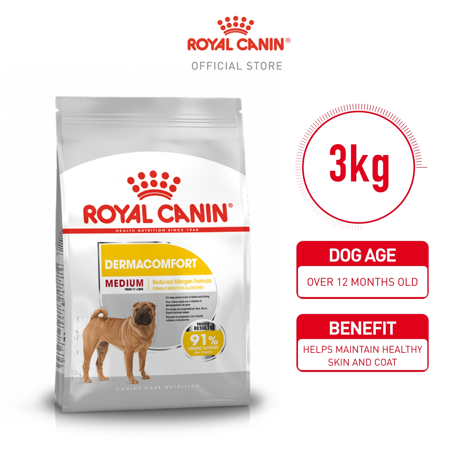 Royal Canin Medium Dermacomfort (3kg) Adult Dry Dog Food - Canine Care Nutrition | Lazada PH