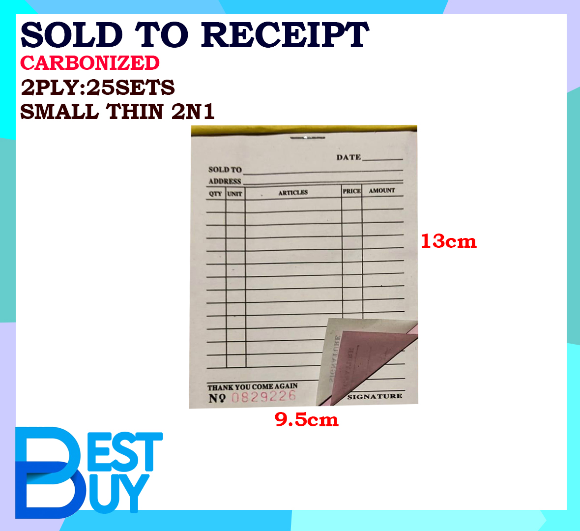 Carbonized Sold to receipt / resibo /article 2 ply / 3 ply / 4 ply ...