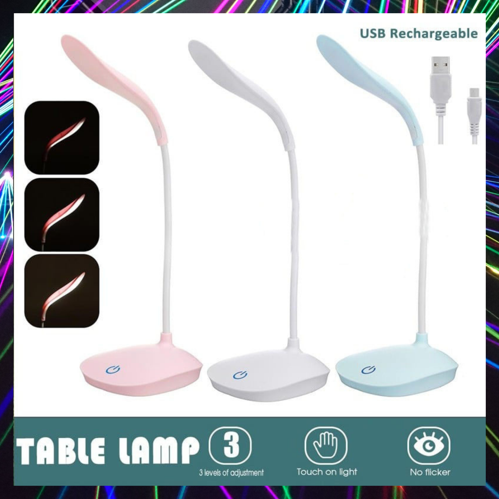 Table Lamp LED Stand Desk Lamp Rechargeable 3 levels brightness | Lazada PH