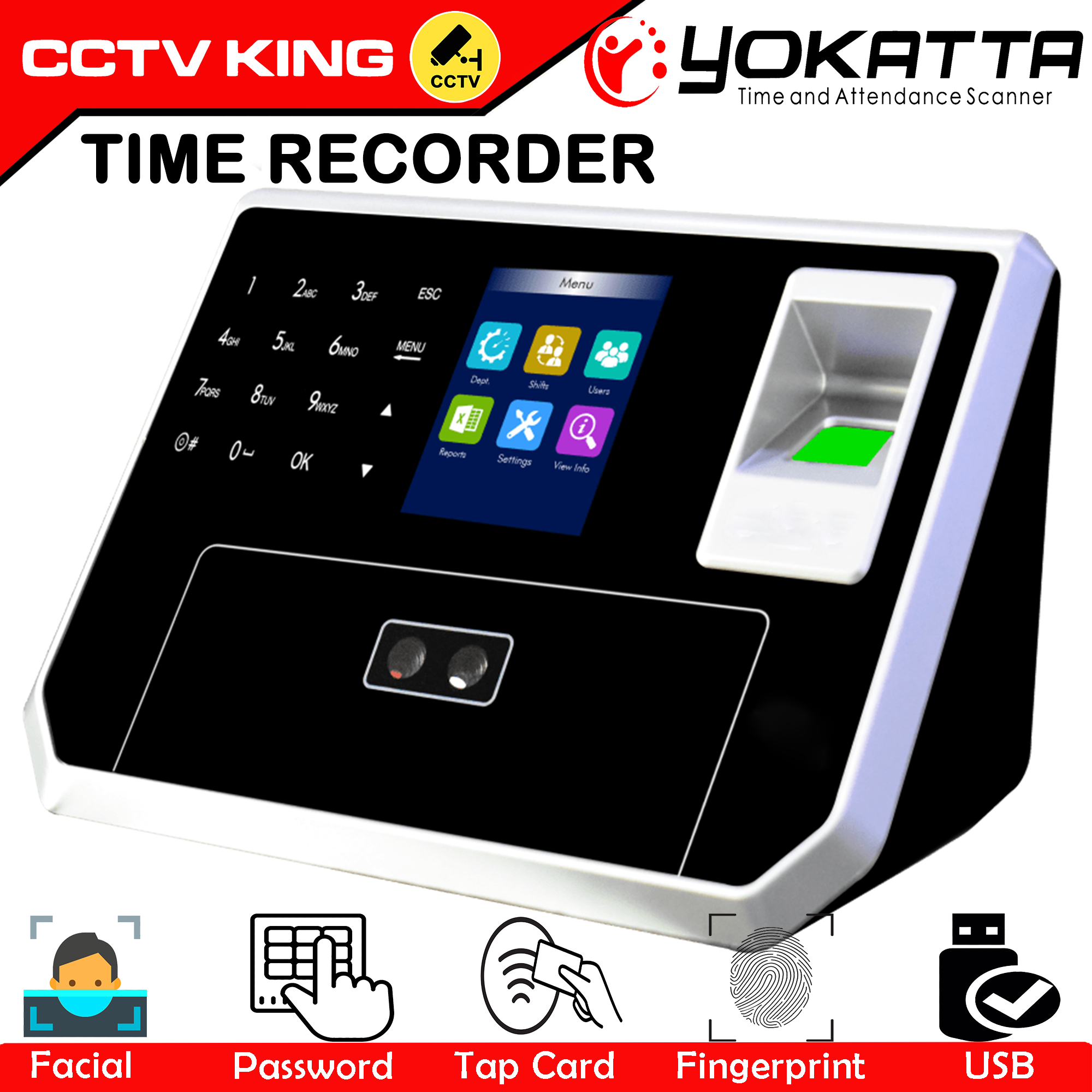YOKATTA FX-600 Facial and Biometrics Attendance, Time Keeper Machine ...