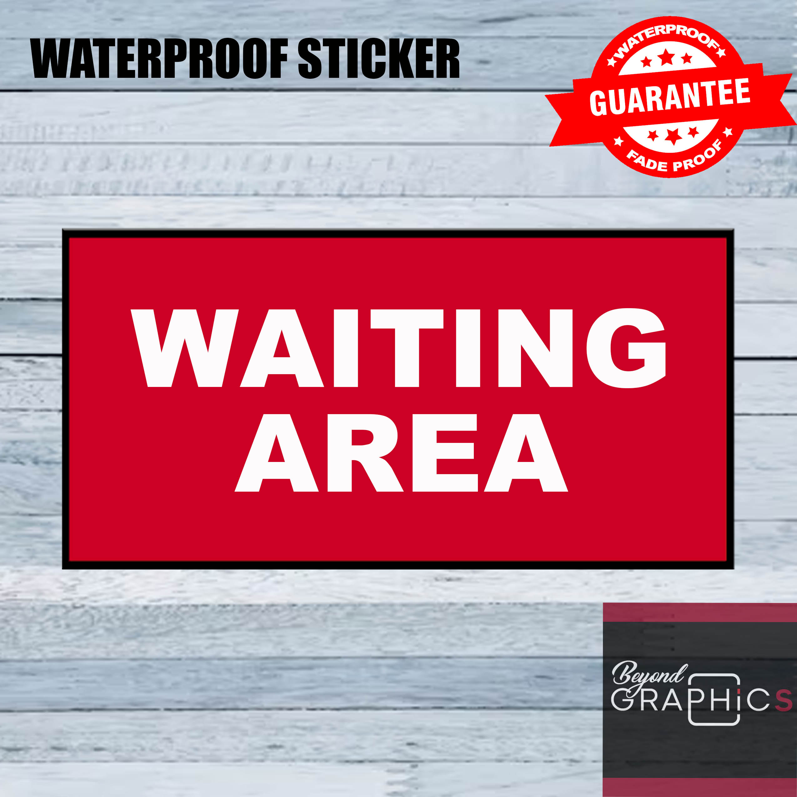 BG Waiting Area Sign Sticker I PVCI Sintra Board (5 x 2.5 inches) Non ...