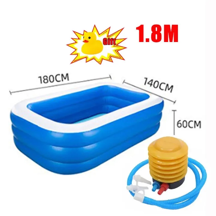 Inflatable Rectangular Swimming Pool For Kids and Family Size 1.2/1.5/1 ...