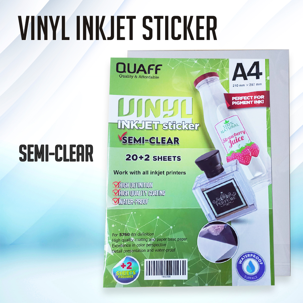 QUAFF VINYL INKJET STICKER PAPER TRANSPARENT A4 by VSPH | Lazada PH
