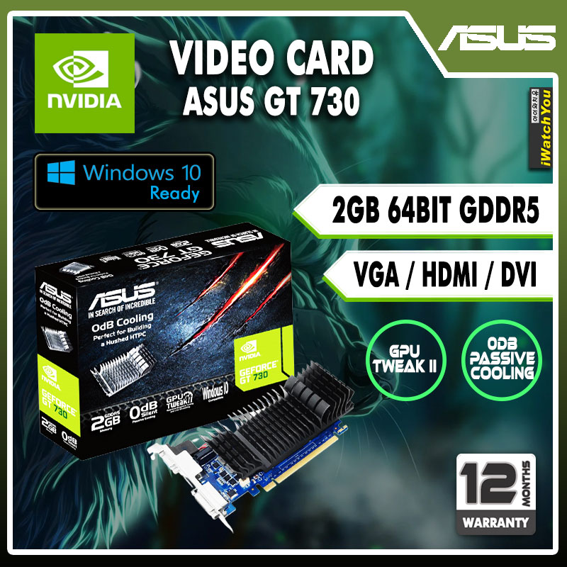 ASUS GT 730 Video Card / Nvidia Geforce Chipset / 0dB Silent Passive ...