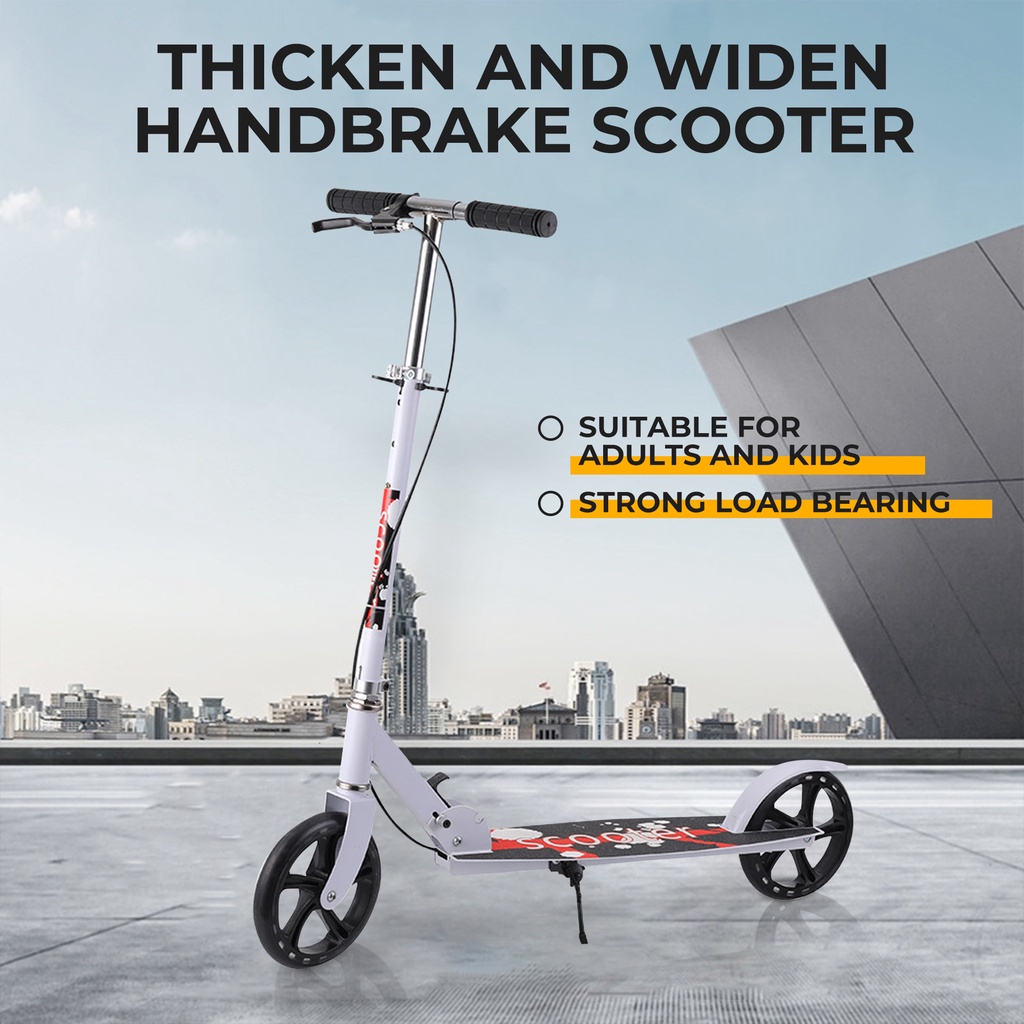 Handbrake Scooter Adult Scooter Youth Big Wheel Two Wheels Foldable ...