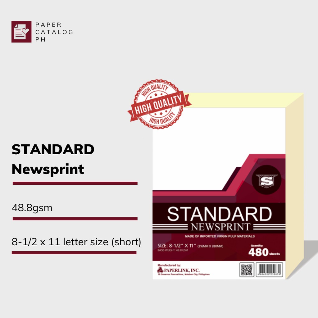 STANDARD White Newsprint (48.8gsm) (Short, Long) | Lazada PH