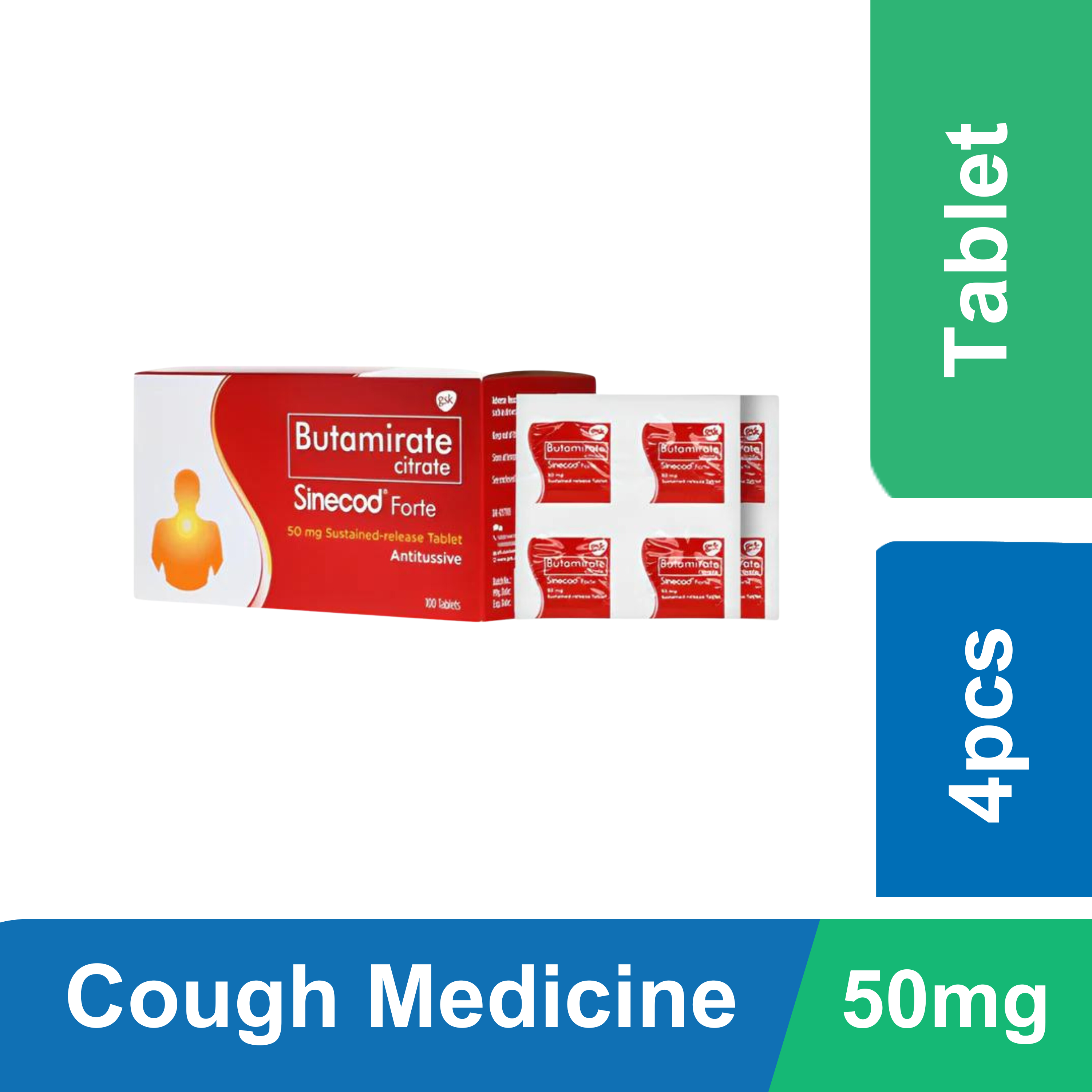 Sinecod Forte Tablet 50mg l 4 Pieces | Lazada PH