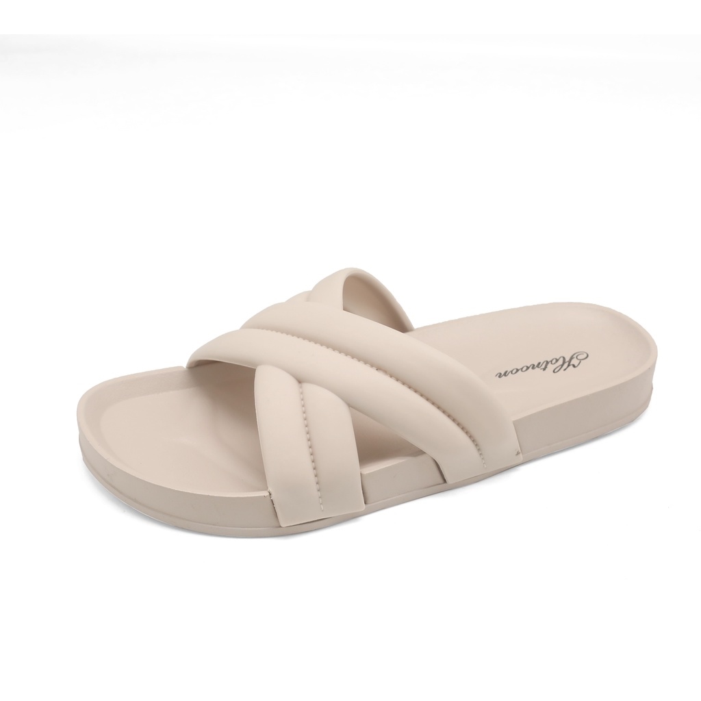 【BELLE】Elegant Cross Two Strap Slipper For Women Korean Trendy Plain ...
