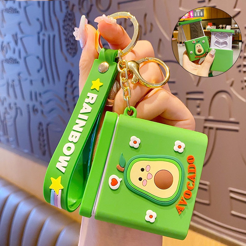 Cartoon Avocado Kiwi Creative Mobile Phone Holder Keychain Female Bag ...