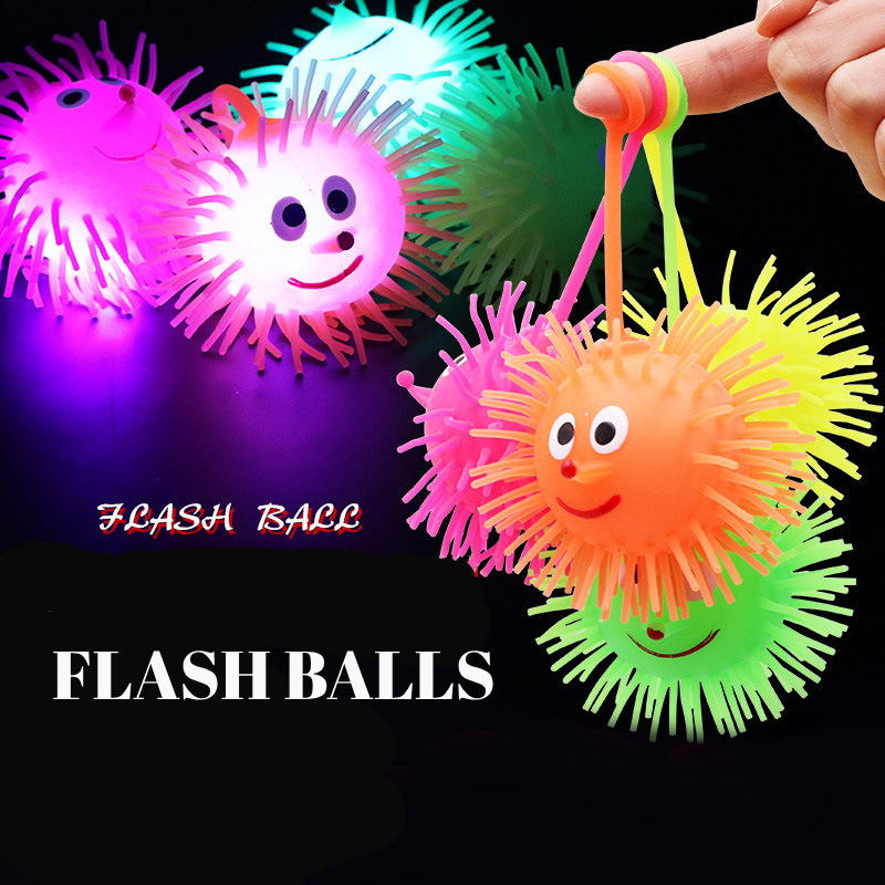 Elastic Hairy Puffer Flashing Balls with Lights Stress Reliever Toys ...