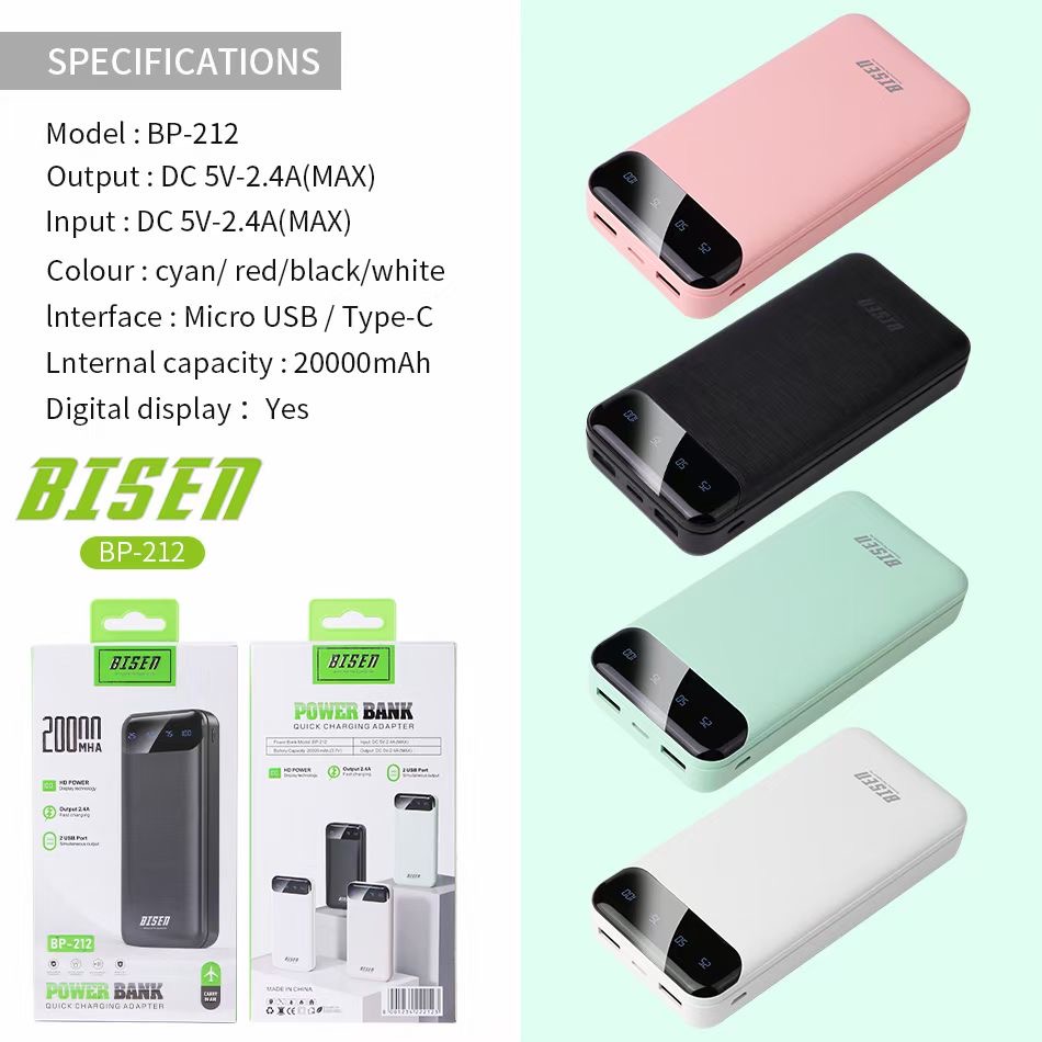 Power Bank/Portable Charger Bisen BP 212 20000 mAh 3.5V 2.4A Fast ...