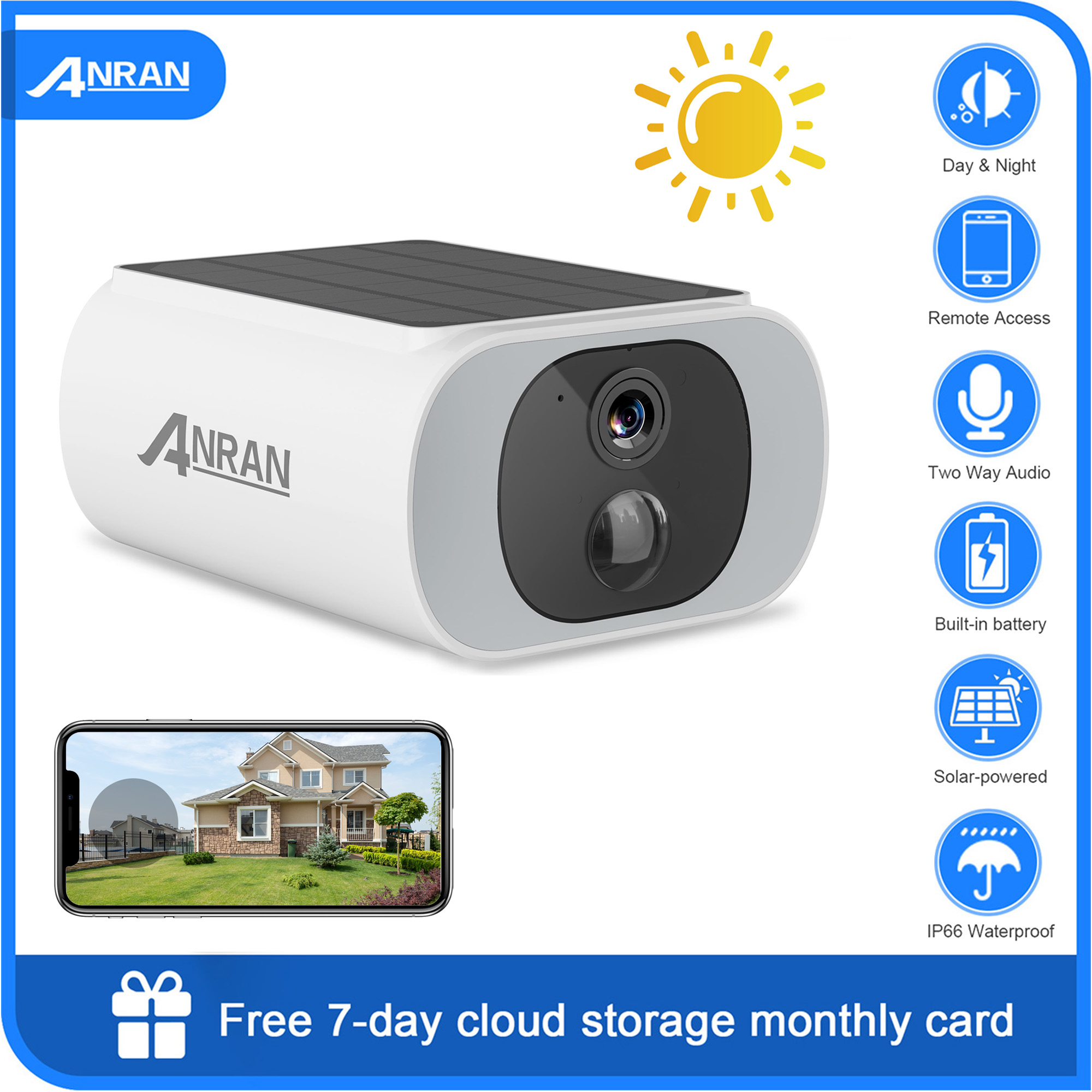ANRAN 3MP C3 Wireless Solar CCTV Camera Connet Cellphone 2.4GWIFI ...