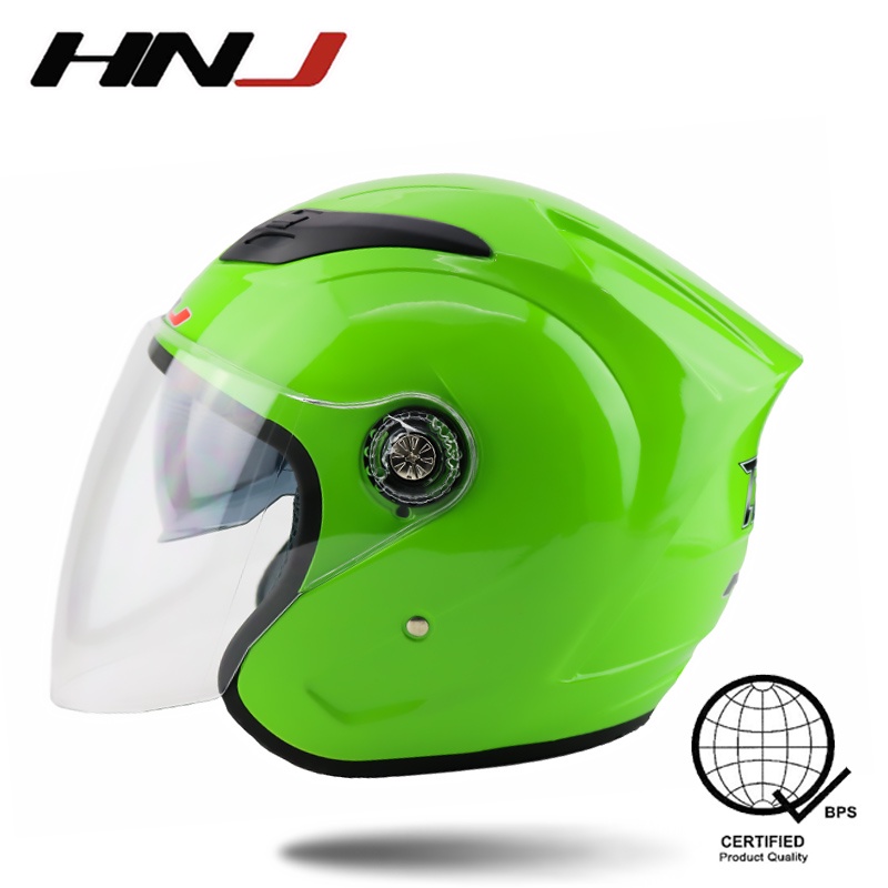 HNJ A4-003-D Half Face Dual Visor Helmet For Motorcycle with ICC ...