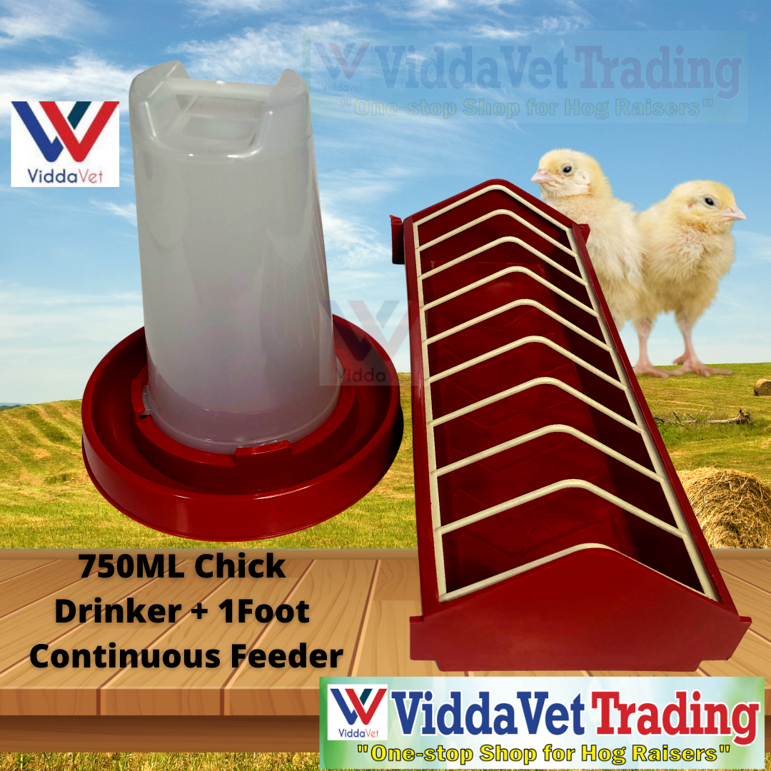 [SET] 1 ft Chicken FEEDER + 750 ml DRINKER Chicken Farm Plastic ...