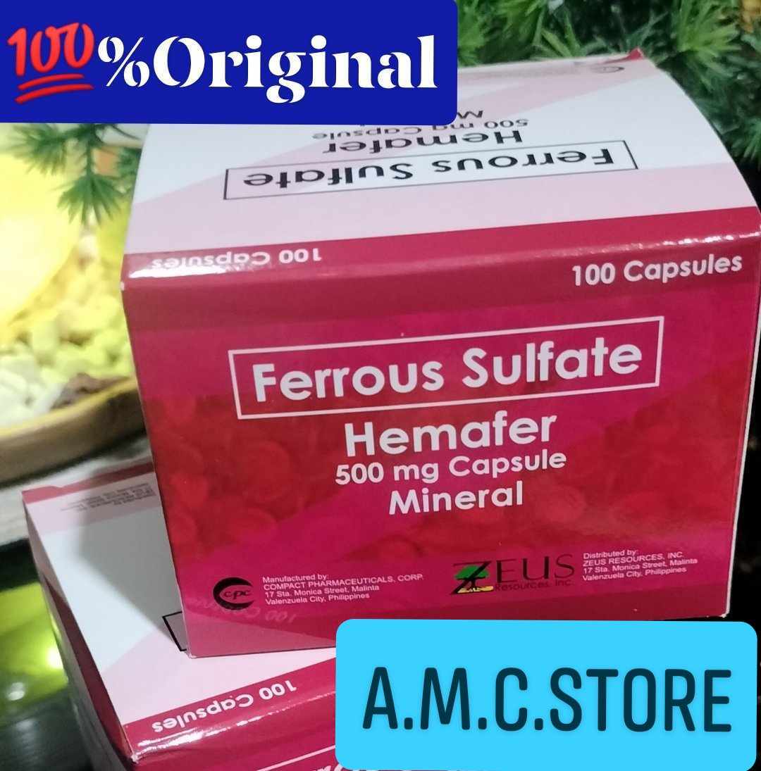 HEMAFER (Ferrous Sulfate 500mg) 100 Capsules - DRP-523-03 | Lazada
